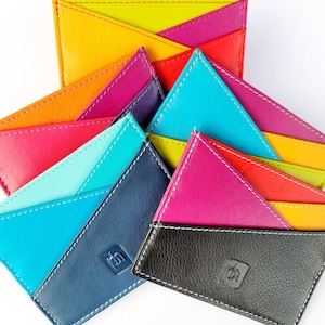 Colourful Premium Leather Card Holder, Real Leather, Multi Colors ...