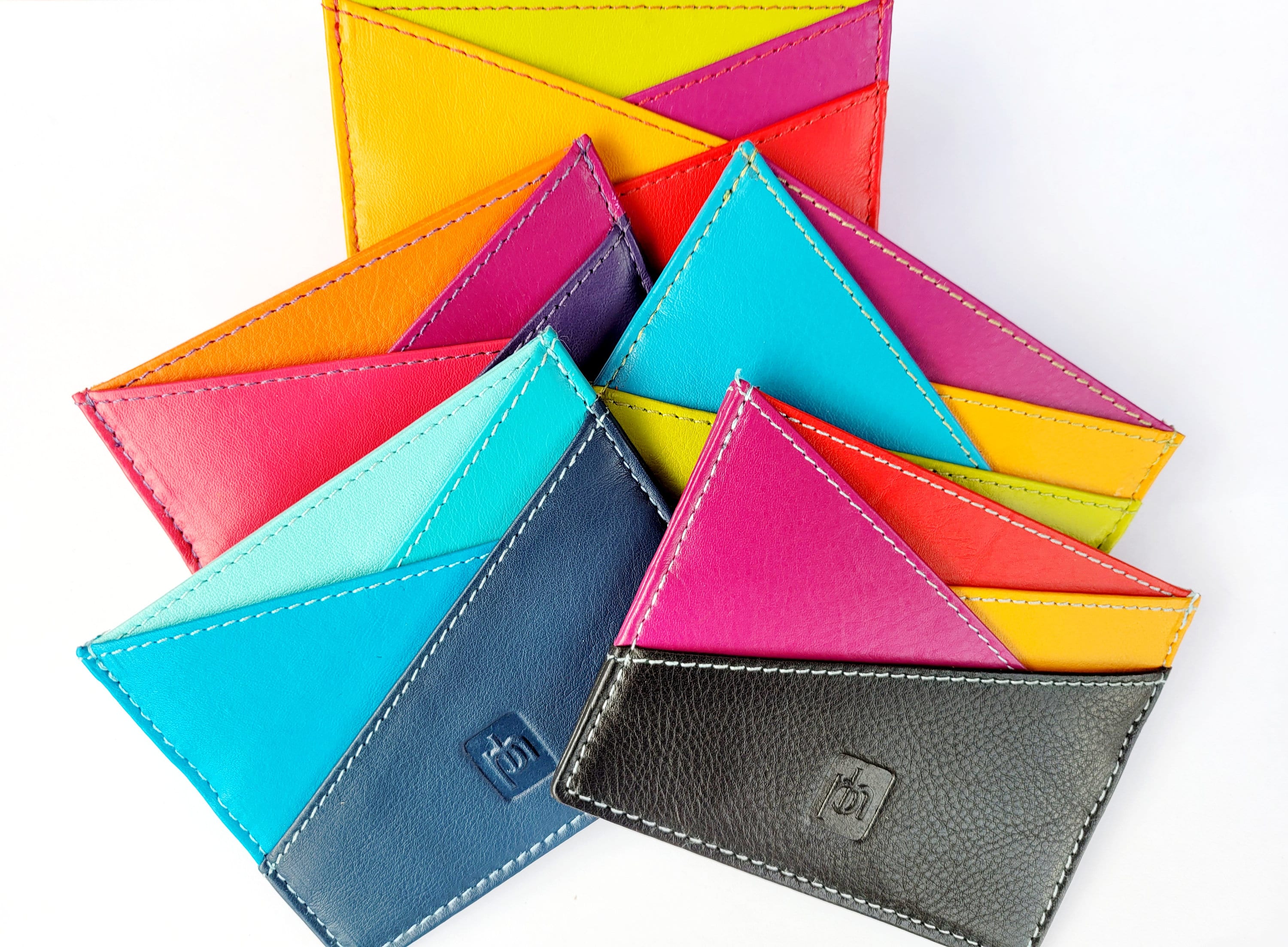 Colourful Premium Leather Card Holder Real Leather Multi - Etsy UK