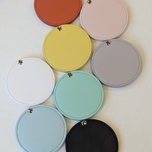 Round Makeup Mirror, Slim Pocket Mirror, Vegan Leather Case, Handbag ...