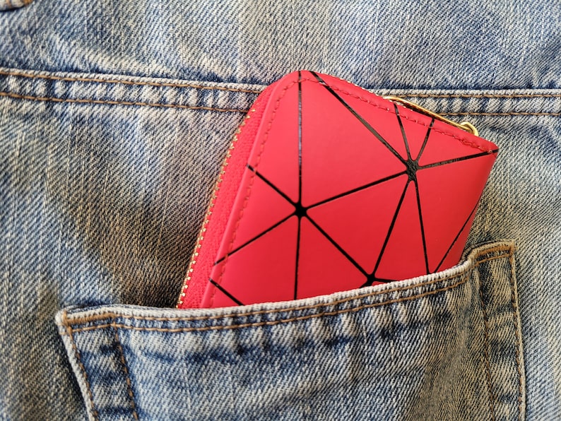 Vegan Leather Fan Card Holder Secure Zip Card Holder | Etsy