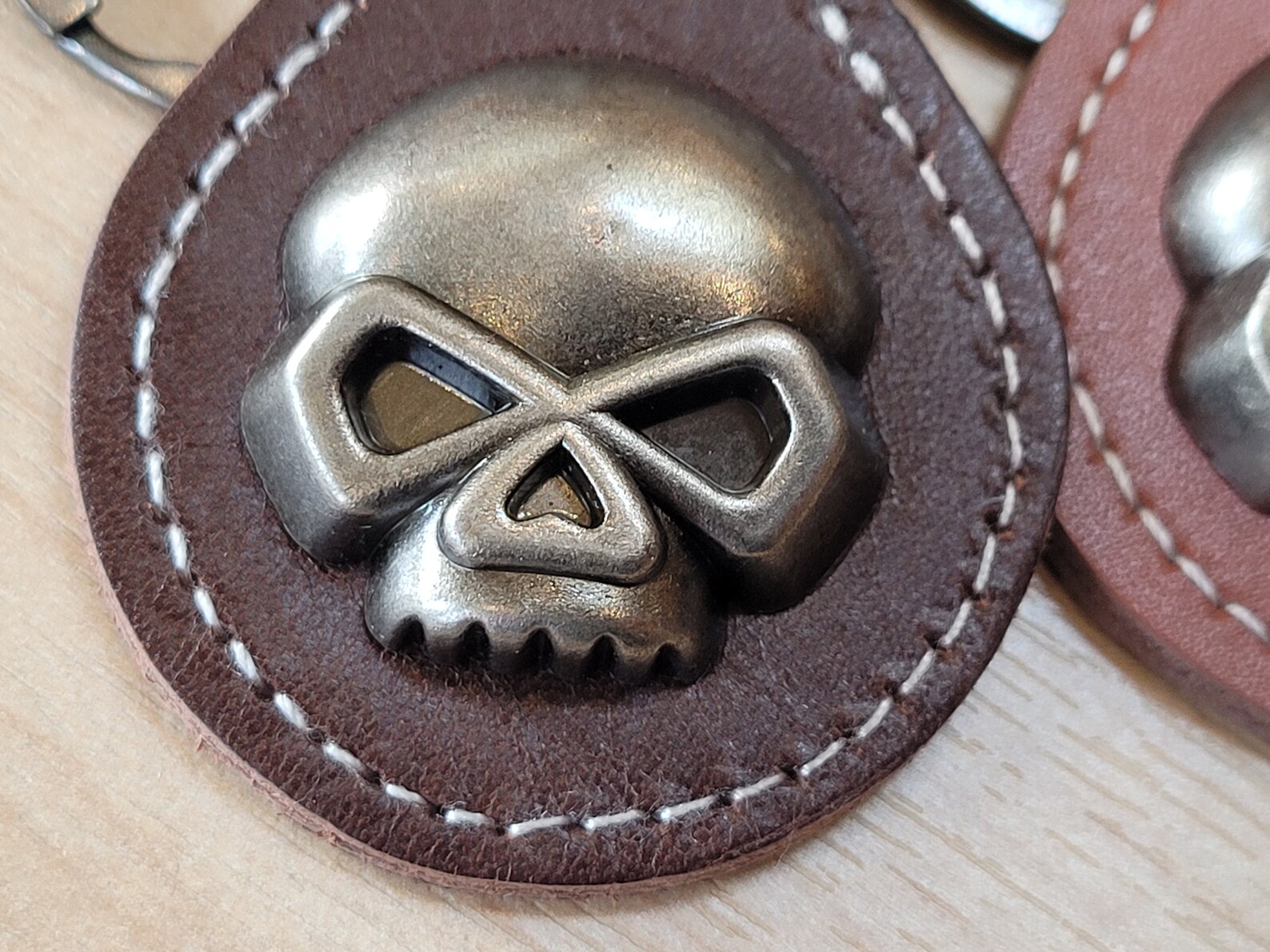 Skull Keychain Halloween Key Ring Real Leather Halloween | Etsy