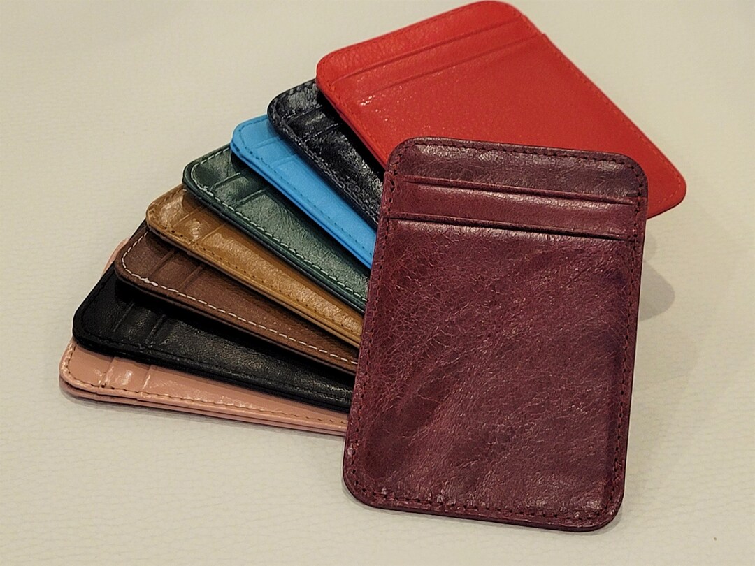 Small Leather Card Holder, Vertical Card Holder, Real Leather, Credit ...