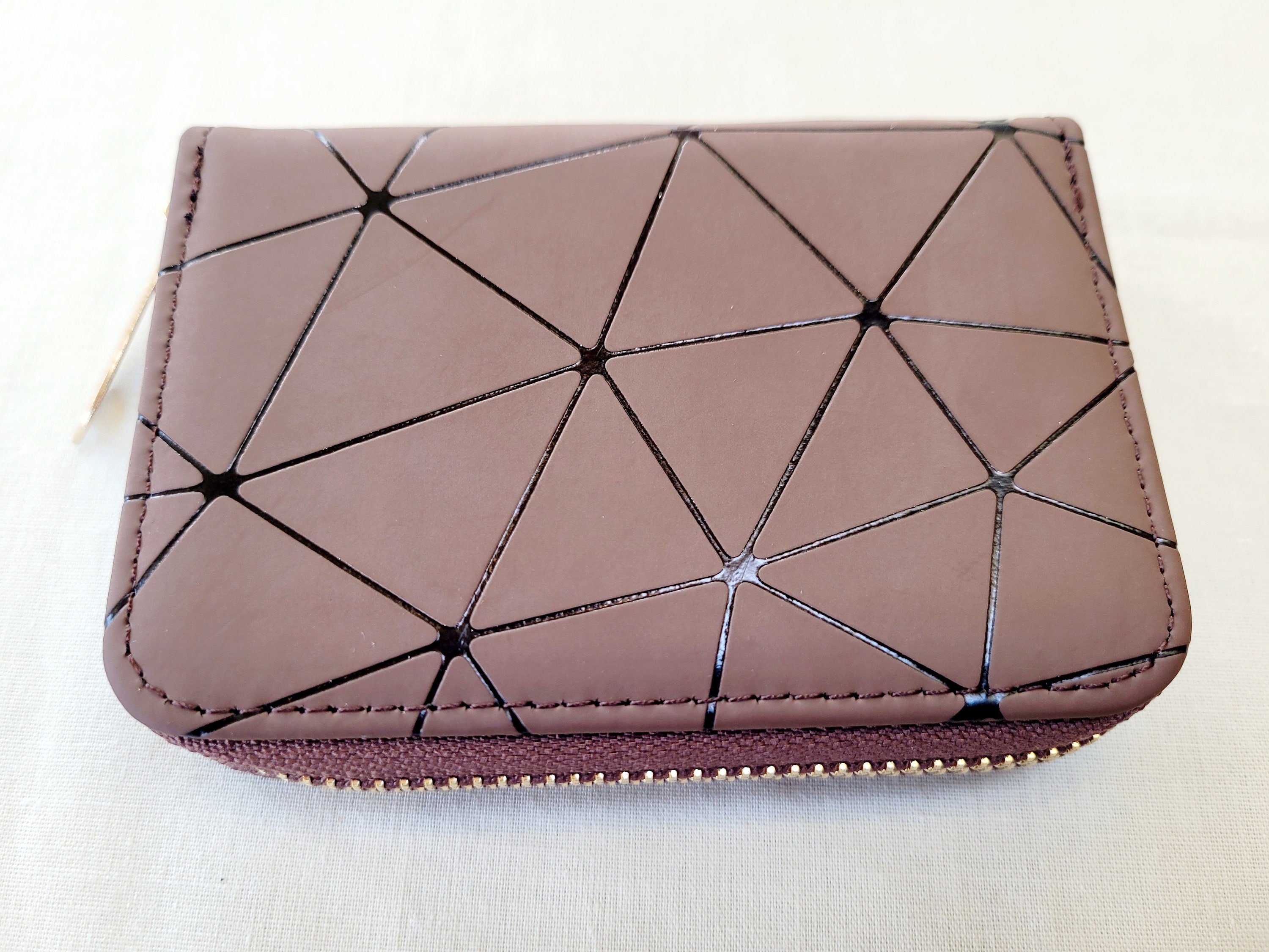 Vegan Leather Fan Card Holder, Secure Zip Card Holder, Concertina ...
