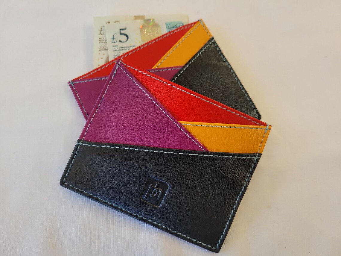 Leather Card Holder, Deluxe Real Leather, Colourful Cardholder, Premium ...