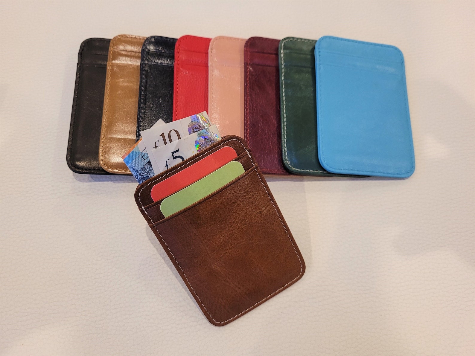 Small Leather Card Holder Vertical Card Holder Real Leather - Etsy