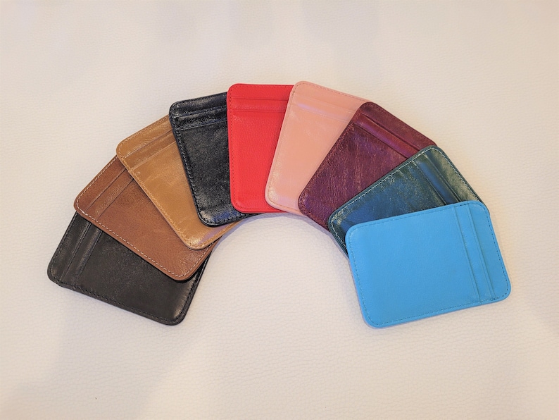 Small Leather Card Holder Vertical Card Holder Real Leather - Etsy