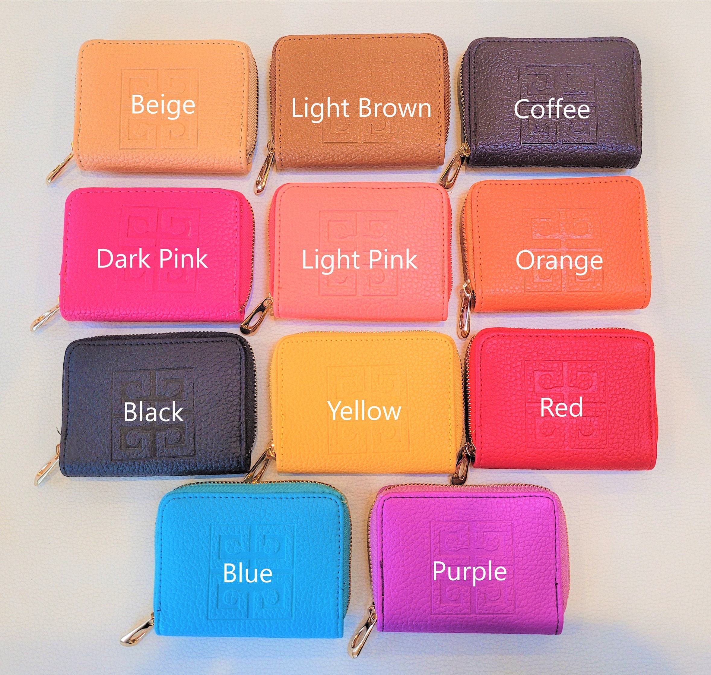 Vegan Leather Zip Card Holder Zipper Purse Small Zip Card - Etsy UK