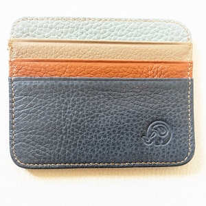 Multi Coloured Leather Card Holder, Real Leather, Slim Wallet, Brightly ...