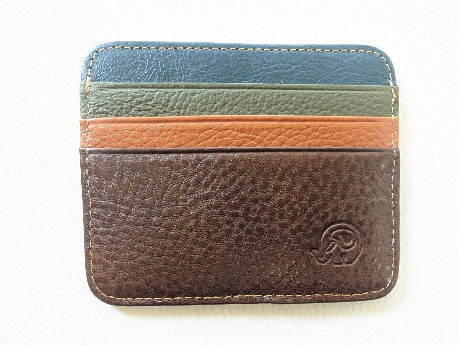 Multi Coloured Leather Card Holder, Real Leather, Slim Wallet, Brightly ...