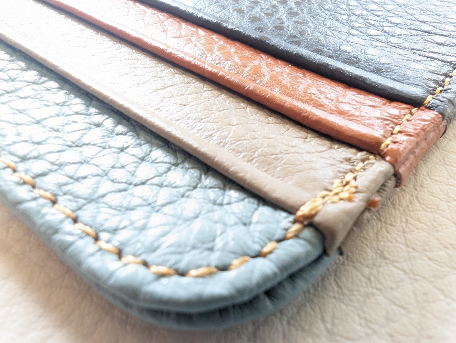Multi Coloured Leather Card Holder, Real Leather, Slim Wallet, Brightly ...