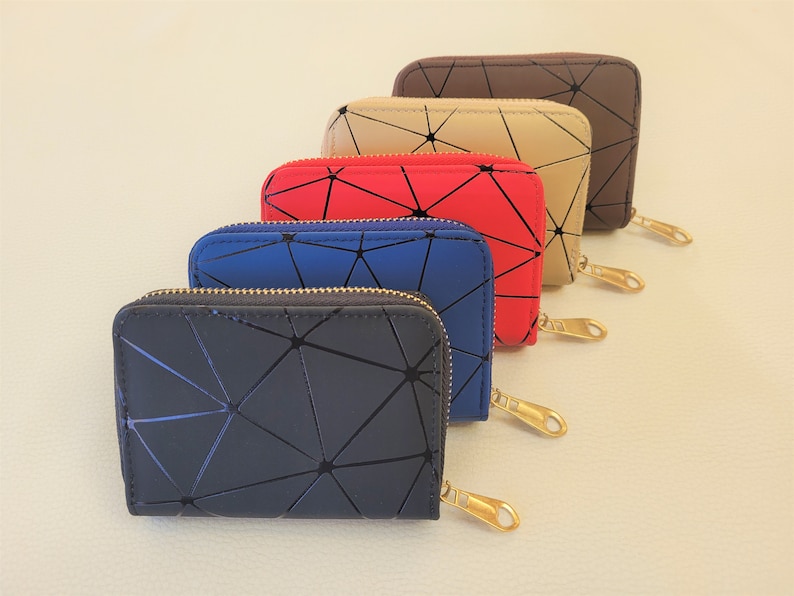 Vegan Leather Fan Card Holder, Secure Zip Card Holder, Concertina ...