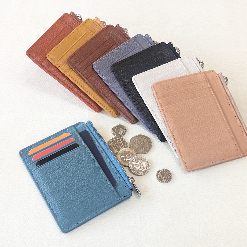 Leather Slim Zip Wallet - Etsy UK