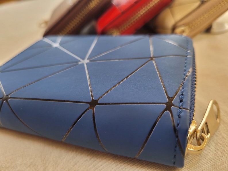 Vegan Leather Fan Card Holder Secure Zip Card Holder | Etsy