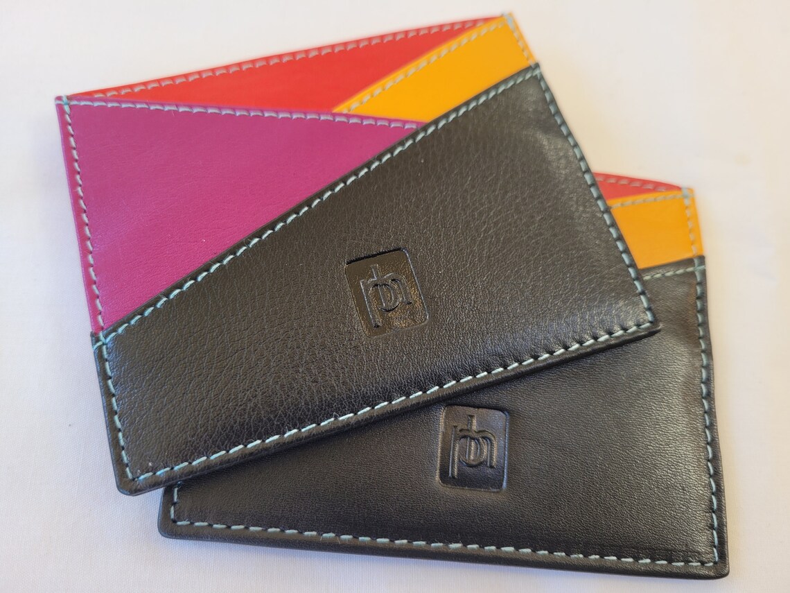 Leather Card Holder, Deluxe Real Leather, Colourful Cardholder, Premium ...