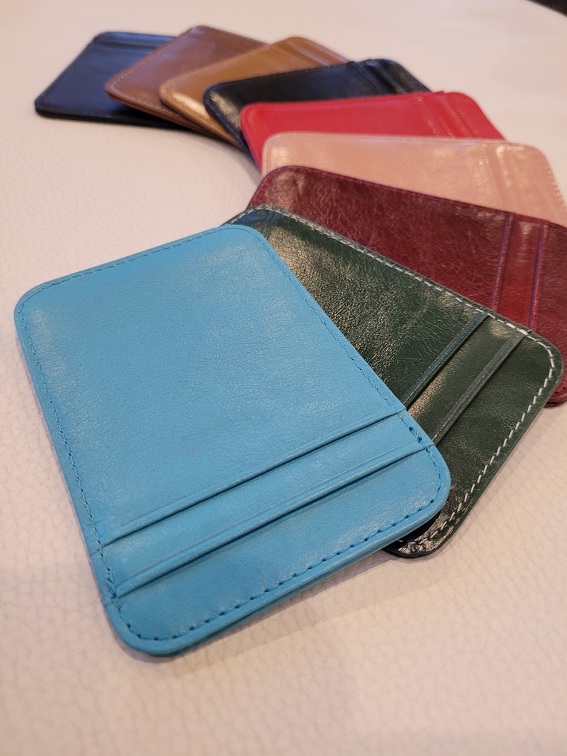 Small Leather Card Holder Vertical Card Holder Real Leather - Etsy
