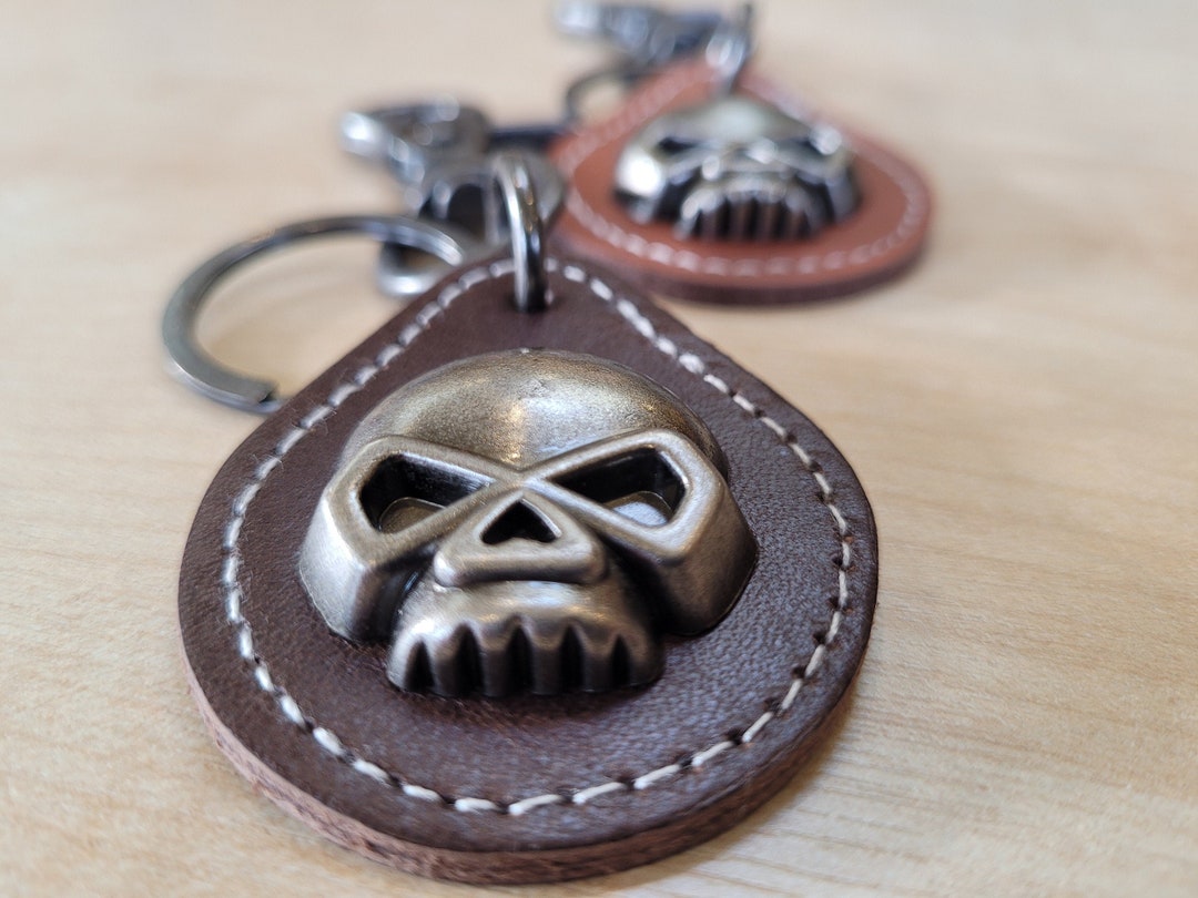 Real Leather Skull Keychain: Gothic Halloween Keyring - Etsy