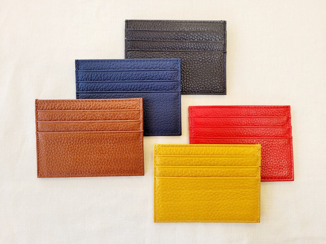 Slim Leather Card Holder: Multi-color Small Wallet - Etsy