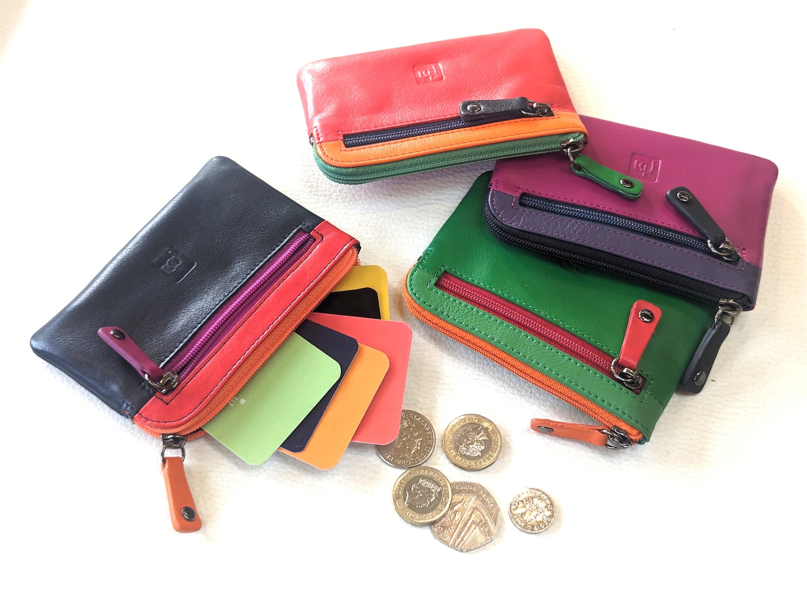Colourful Premium Leather Purse, Real Leather Card Holder, Coin Purse ...