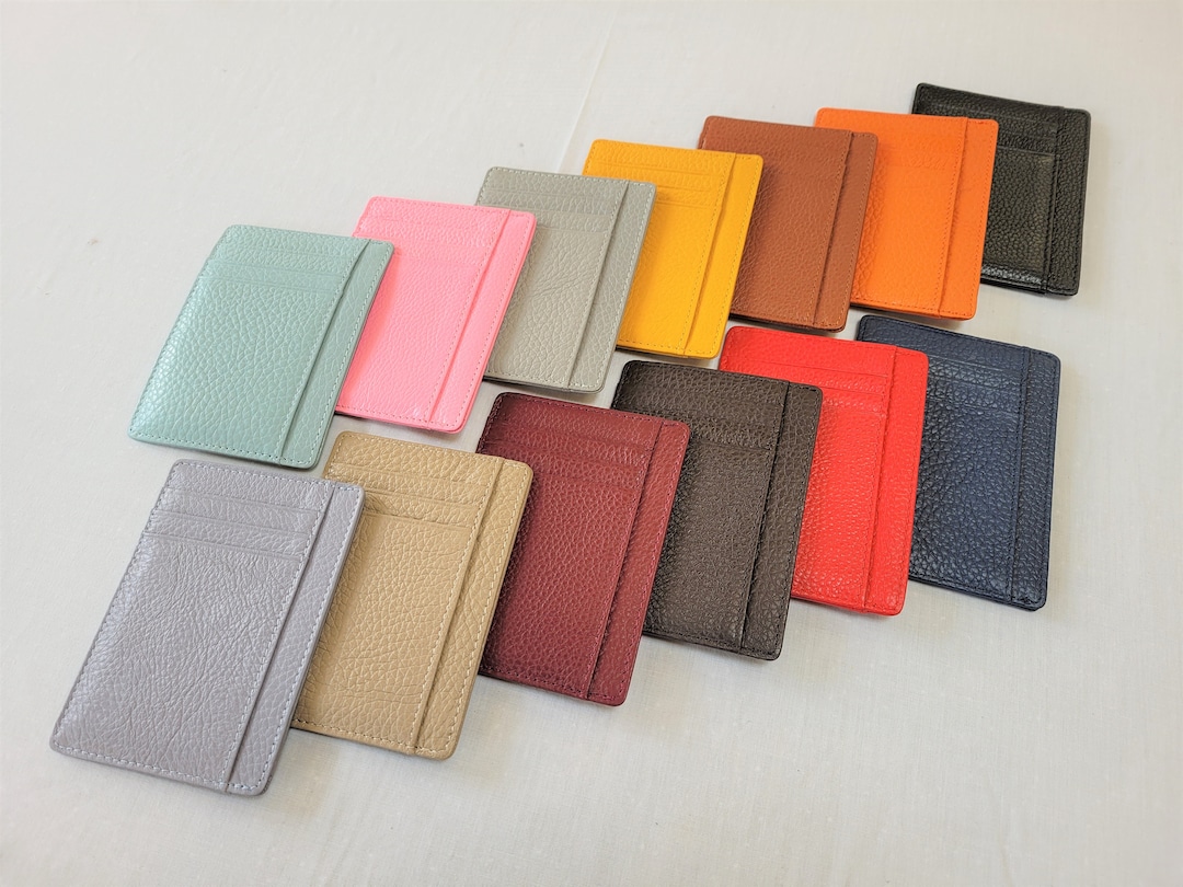 Slim Leather Card Holder, Larger Size, Premium Real Leather, Slim ...