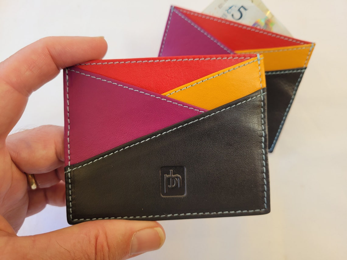 Leather Card Holder, Deluxe Real Leather, Colourful Cardholder, Premium ...