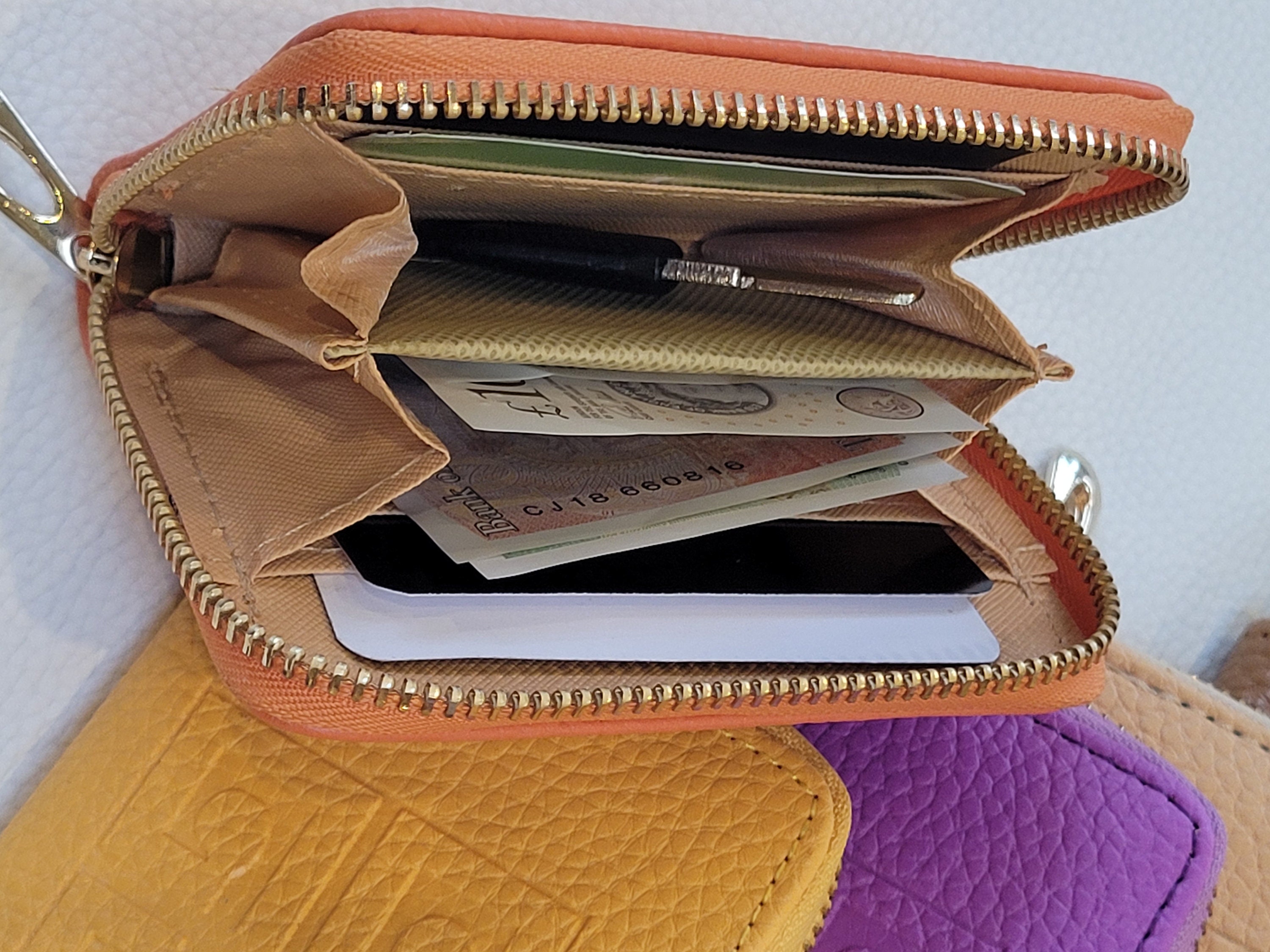 Vegan Leather Zip Card Holder Zipper Purse Small Zip Card - Etsy UK