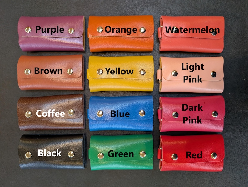 Real Leather Key Case, Leather Keychain, Key Holder, 12 Colours ...