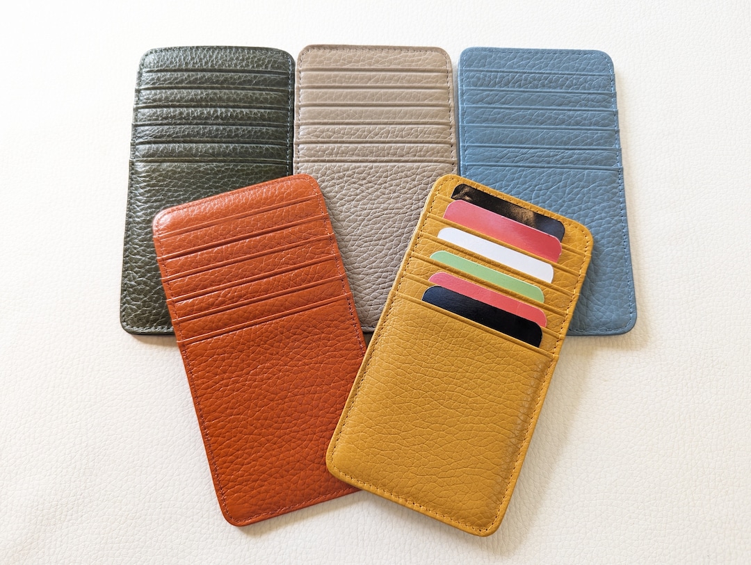 High Capacity Card Holder, Real Leather, Ultra Slim, Double Sided ...