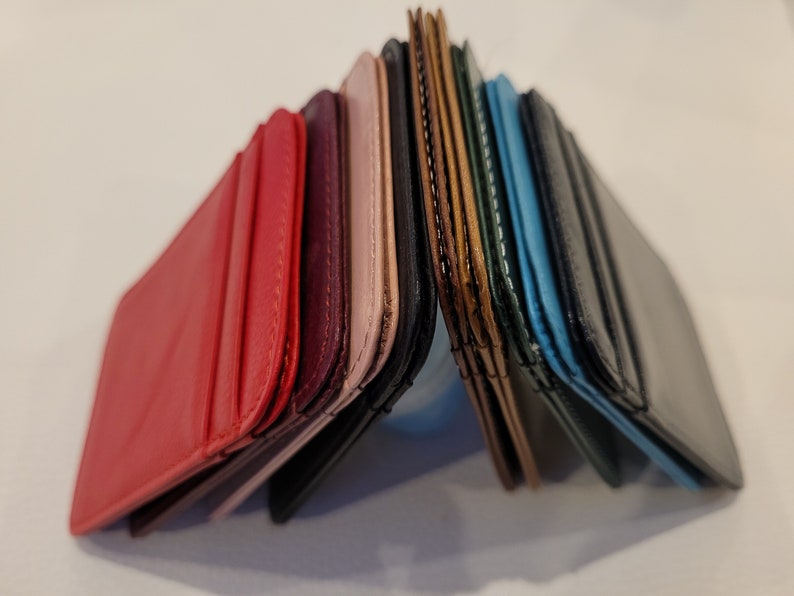 Small Leather Card Holder Vertical Card Holder Real Leather - Etsy