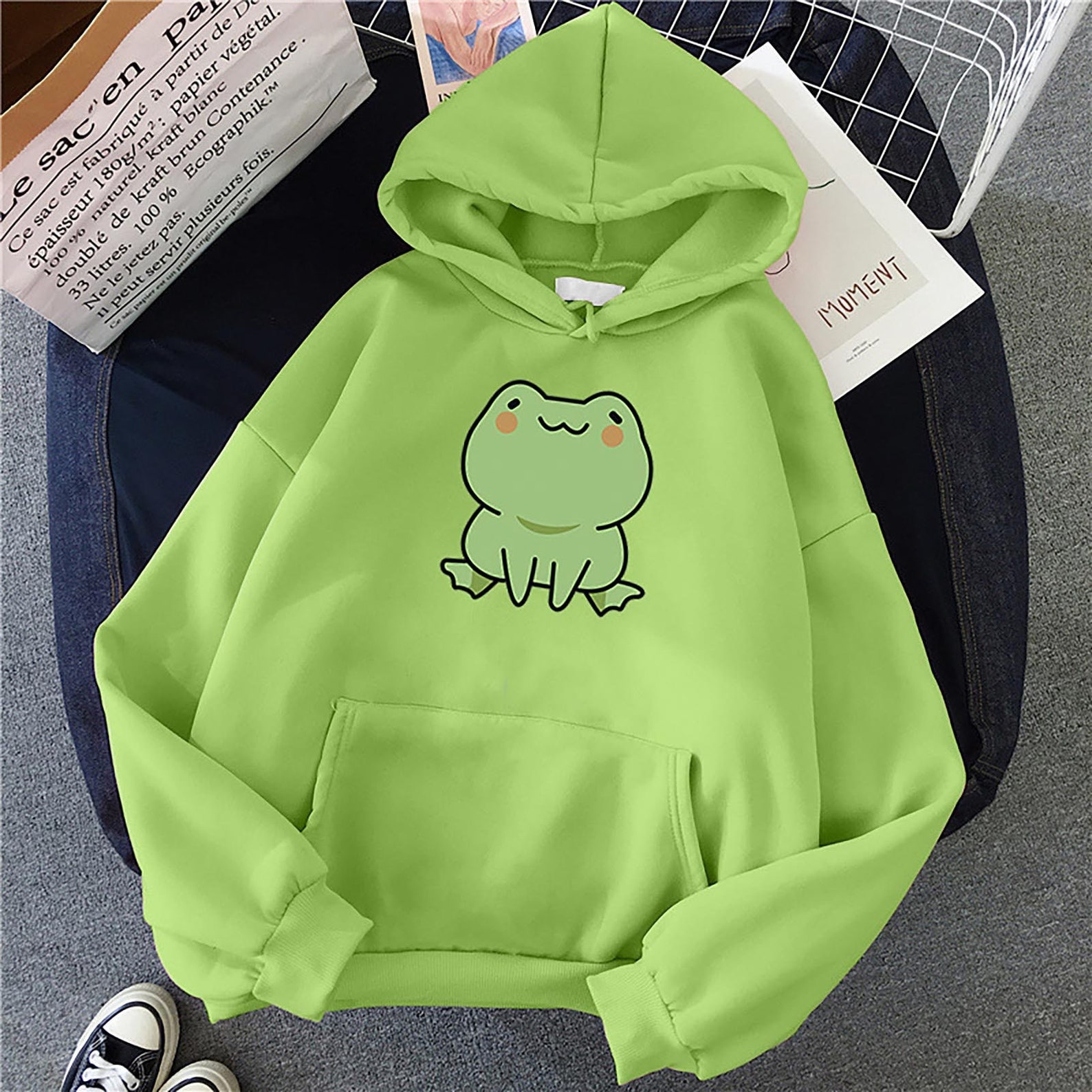 Frog Hoodie Harajuku Street Style Kawaii Zipper Mouth Etsy