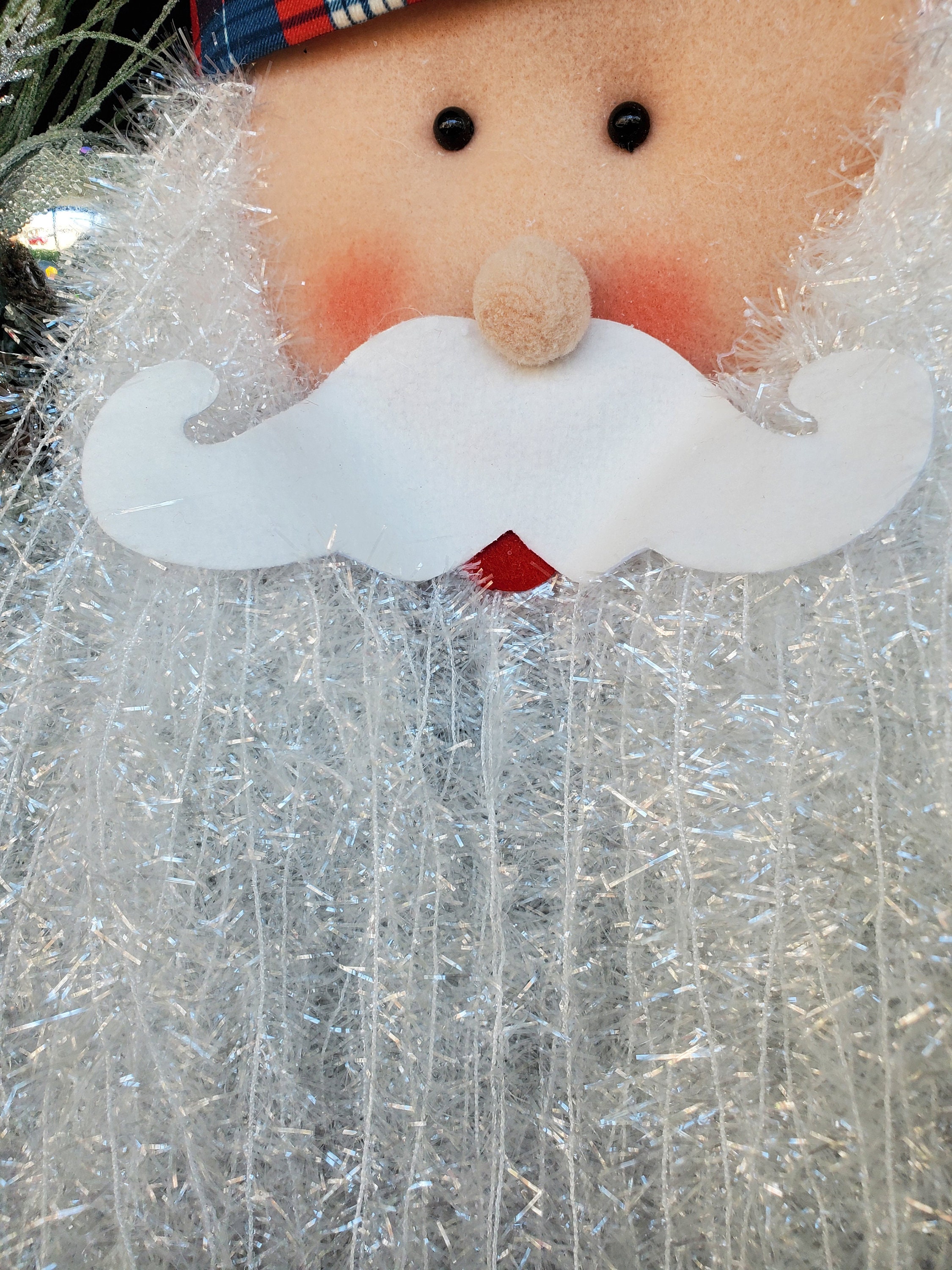 Flocked Santa Claus Wreath for Front Door Hanger, Christmas Santa ...