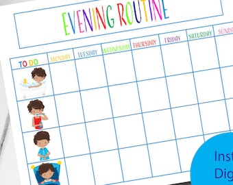 Toddler Boy Daily Routine Chart Checklist-printable Morning & Bedtime ...