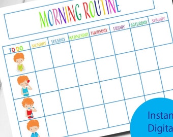 Daily Routine Tracker Chart Daily Schedule for Kids - Etsy
