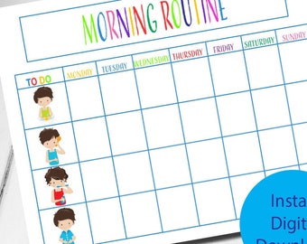 Daily Routine Chart for Boys | Etsy