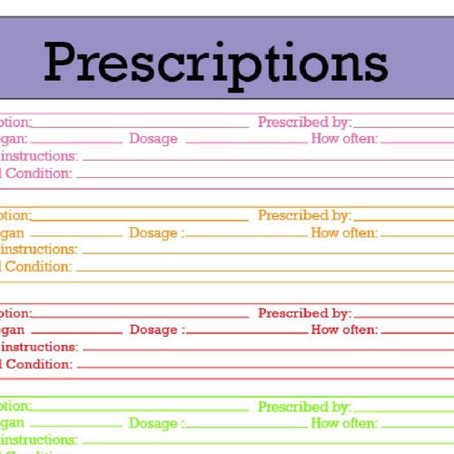 Prescription Log Digital Printable - Etsy