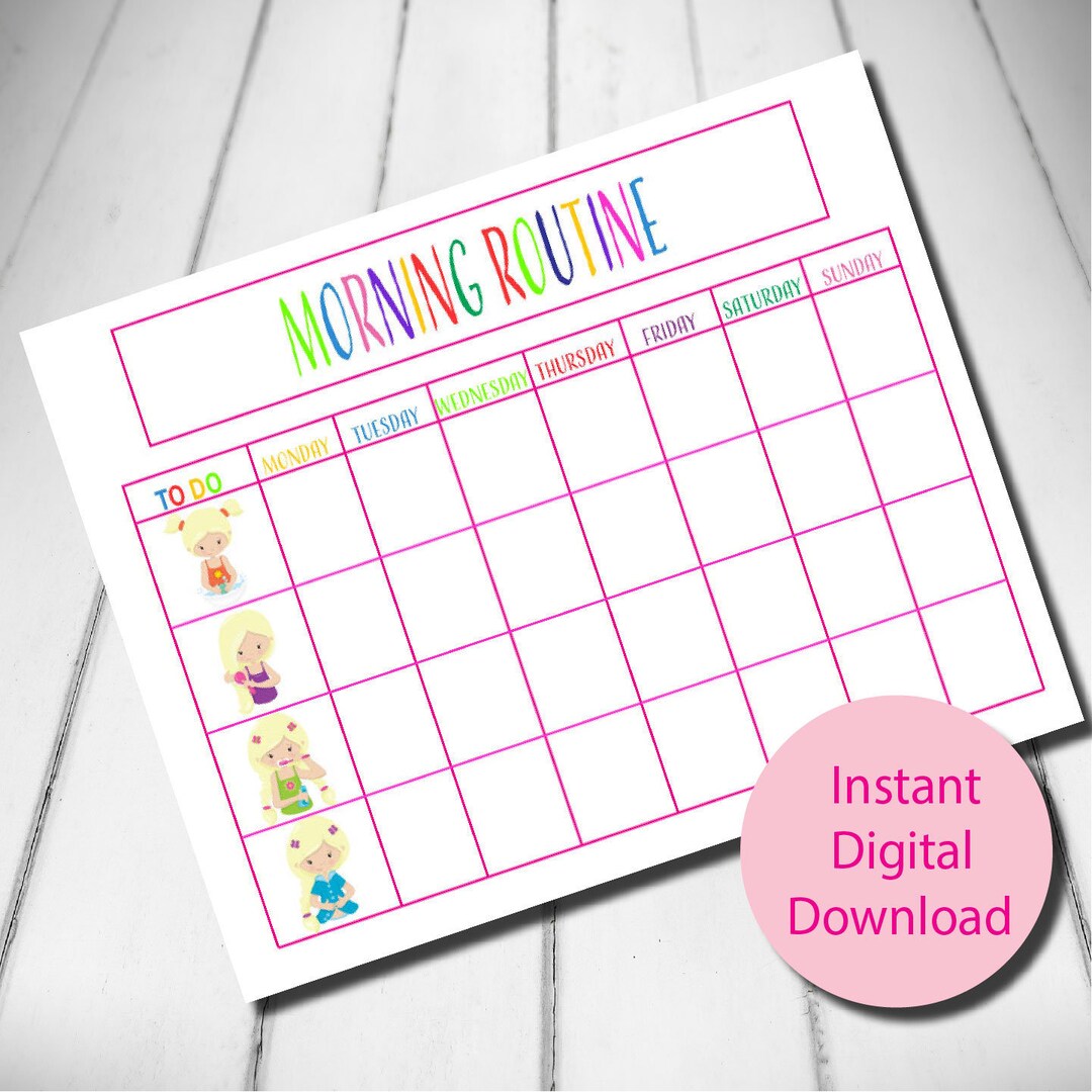 Daily Routine Chart for Girls - Etsy