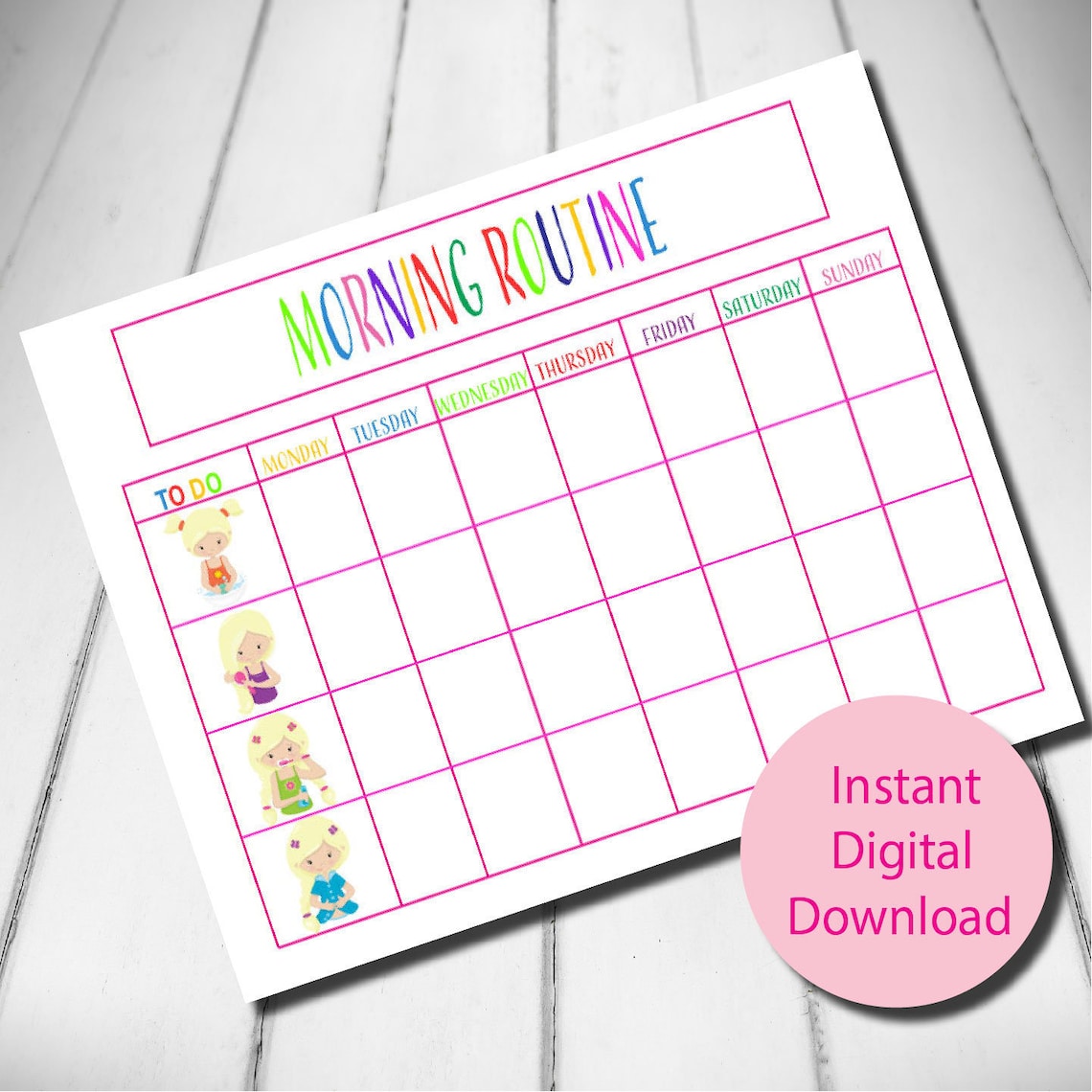 Daily Routine Chart for Girls - Etsy