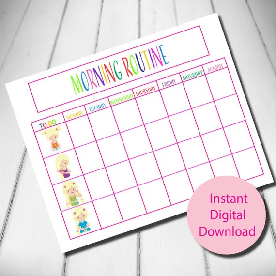 Daily Routine Chart for Girls | Etsy