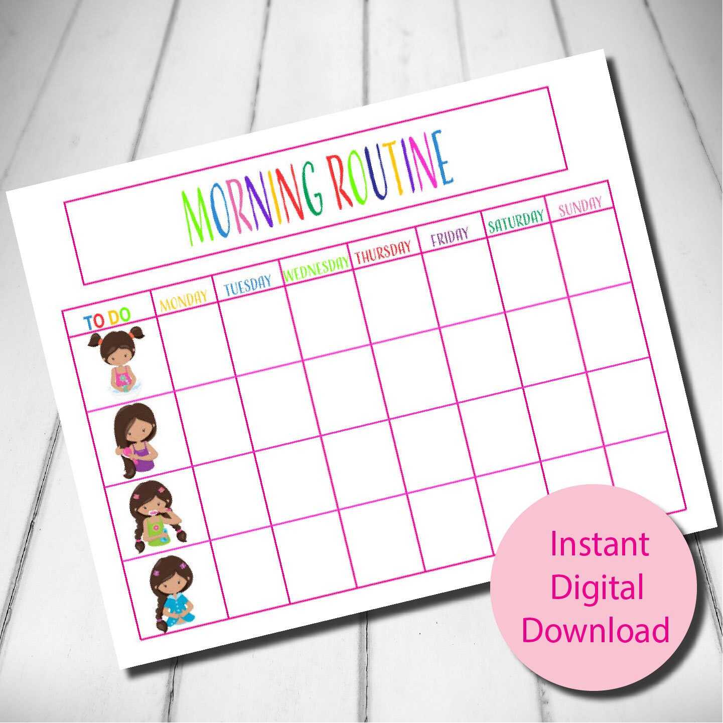 Daily Routine Chart for Girls - Etsy