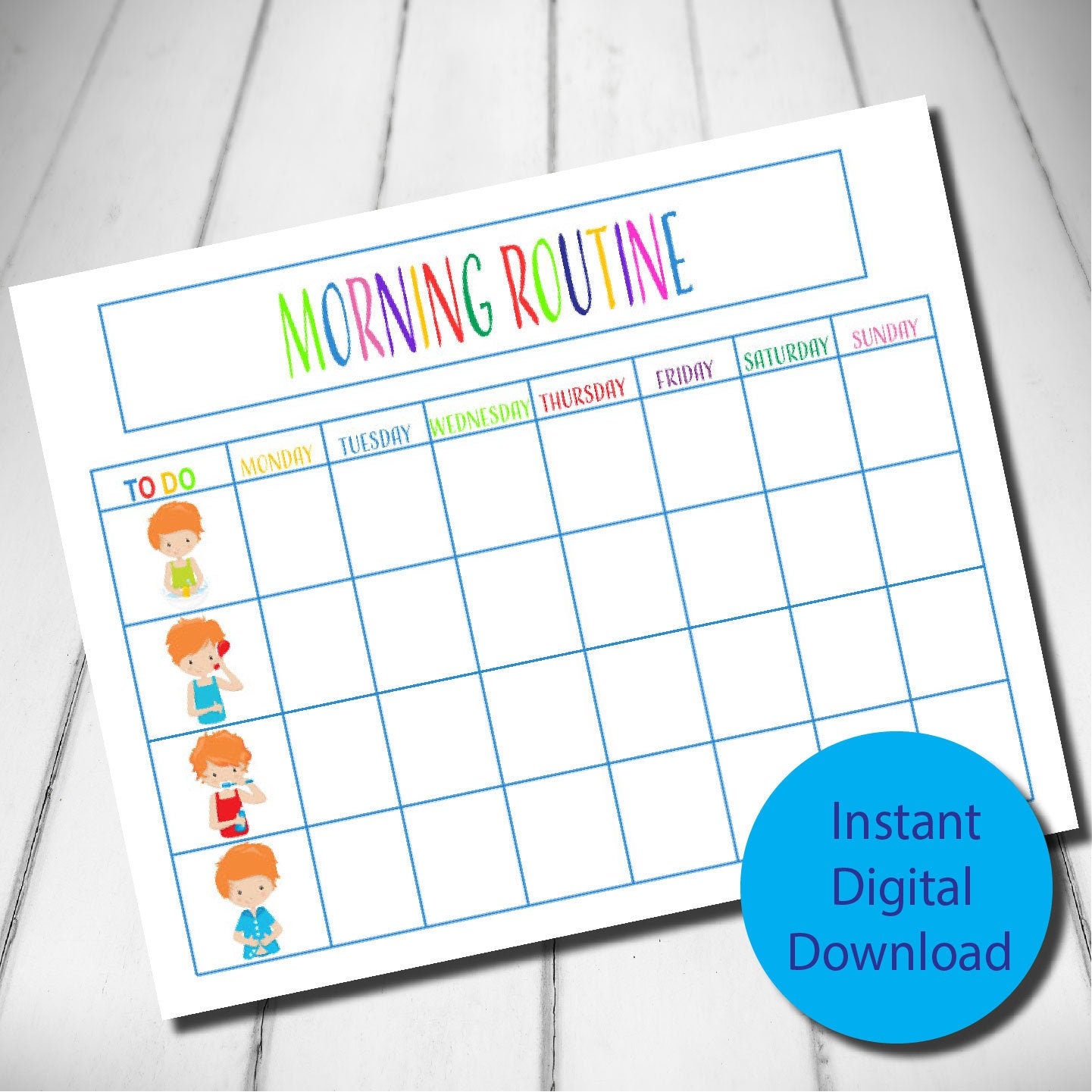 Daily Routine Chart for Boys - Etsy