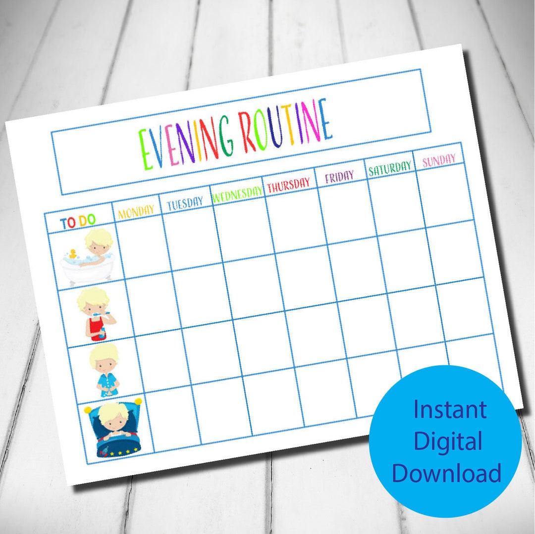 Daily Routine Chart for Boys - Etsy