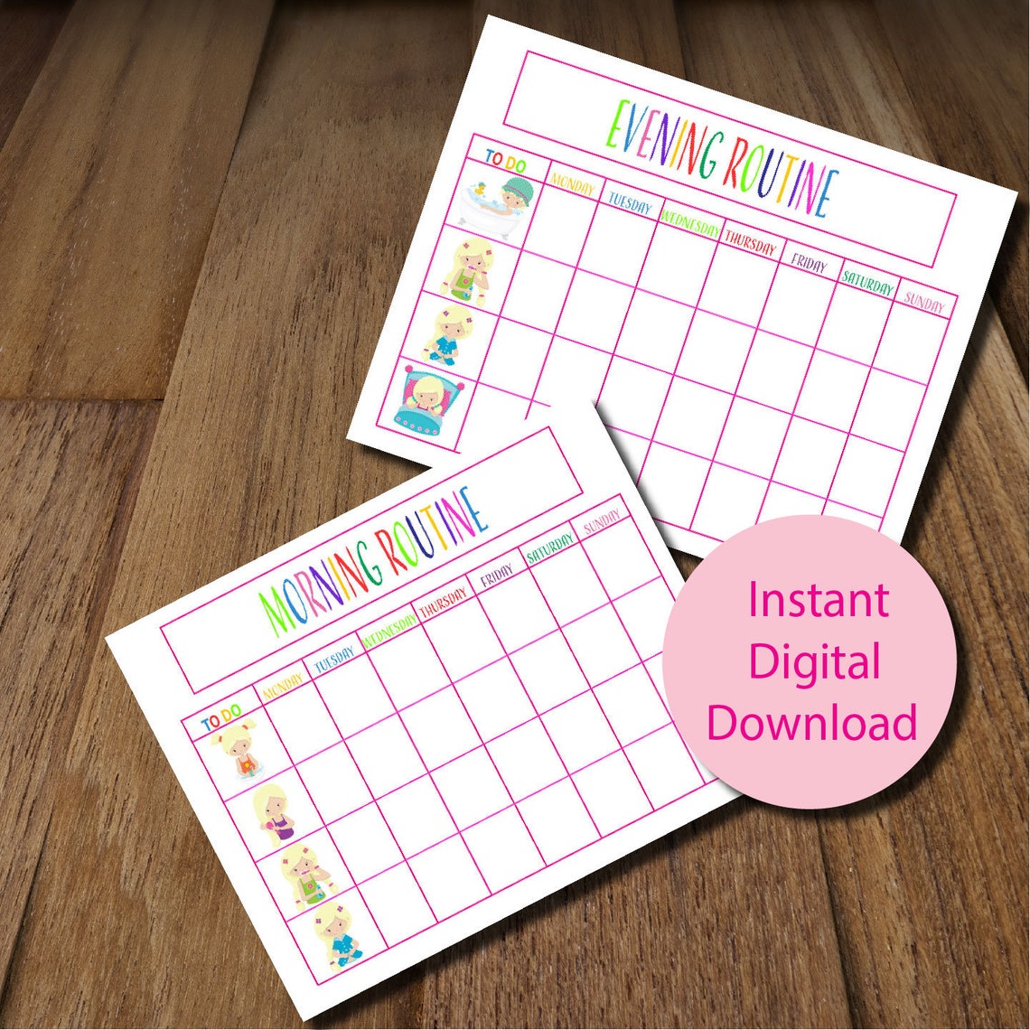Daily Routine Chart for Girls - Etsy