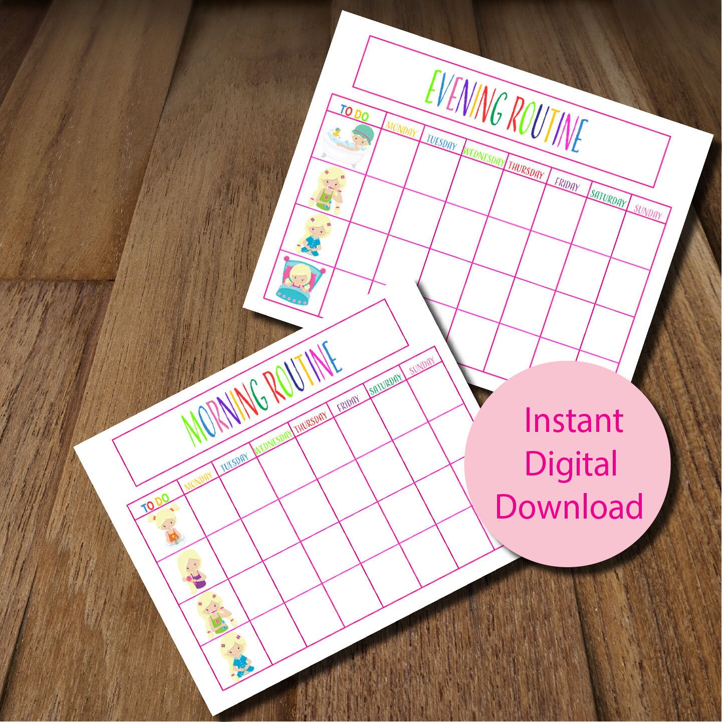 Daily Routine Chart for Girls - Etsy