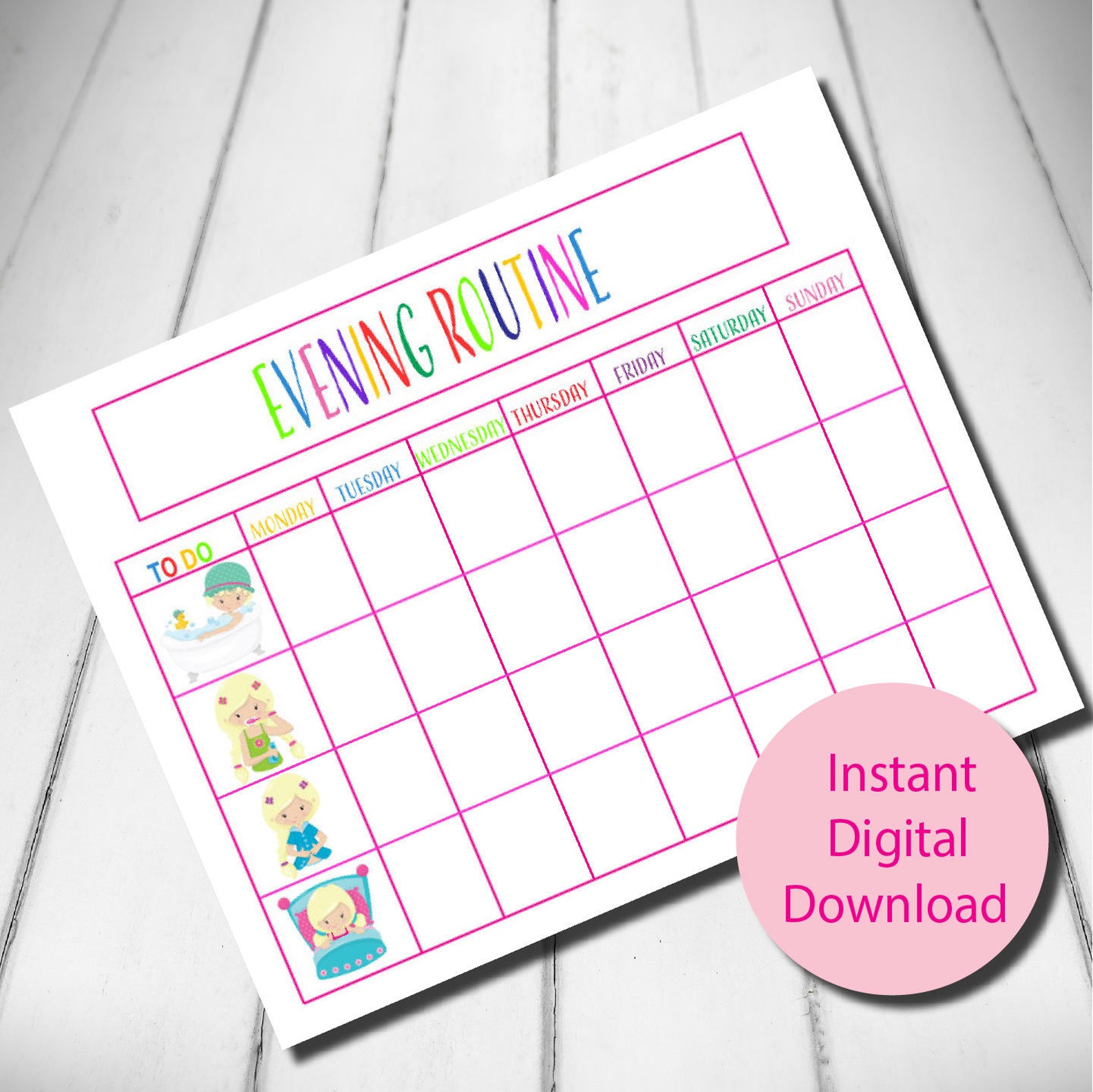 Daily Routine Chart for Girls - Etsy