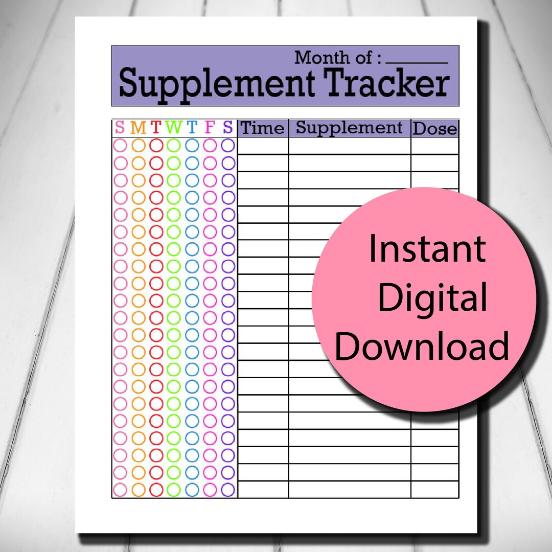 Printable Monthly Supplement Tracker - Etsy