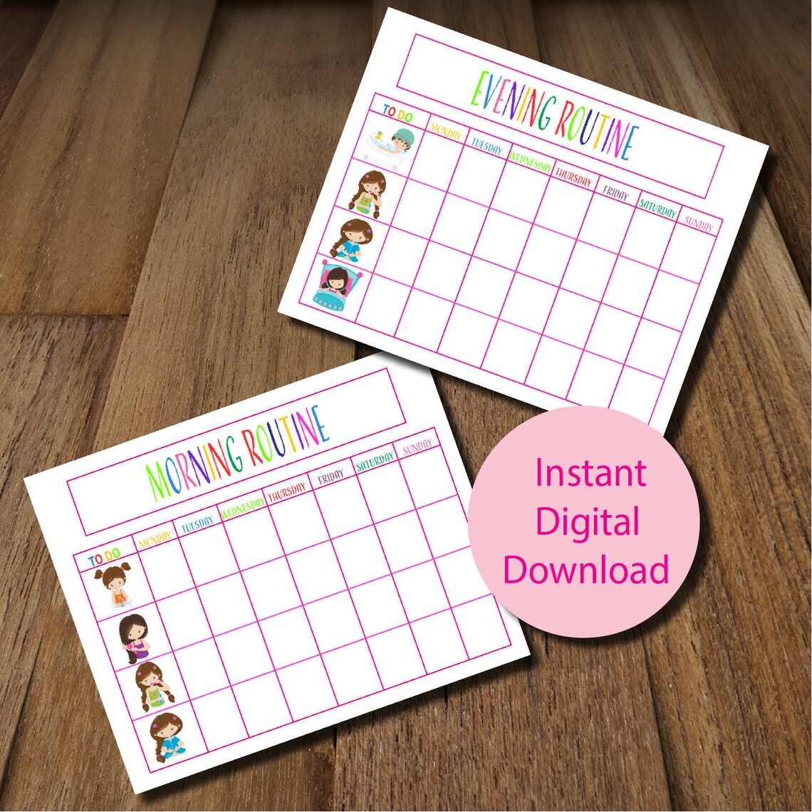 Daily Routine Chart for Girls - Etsy