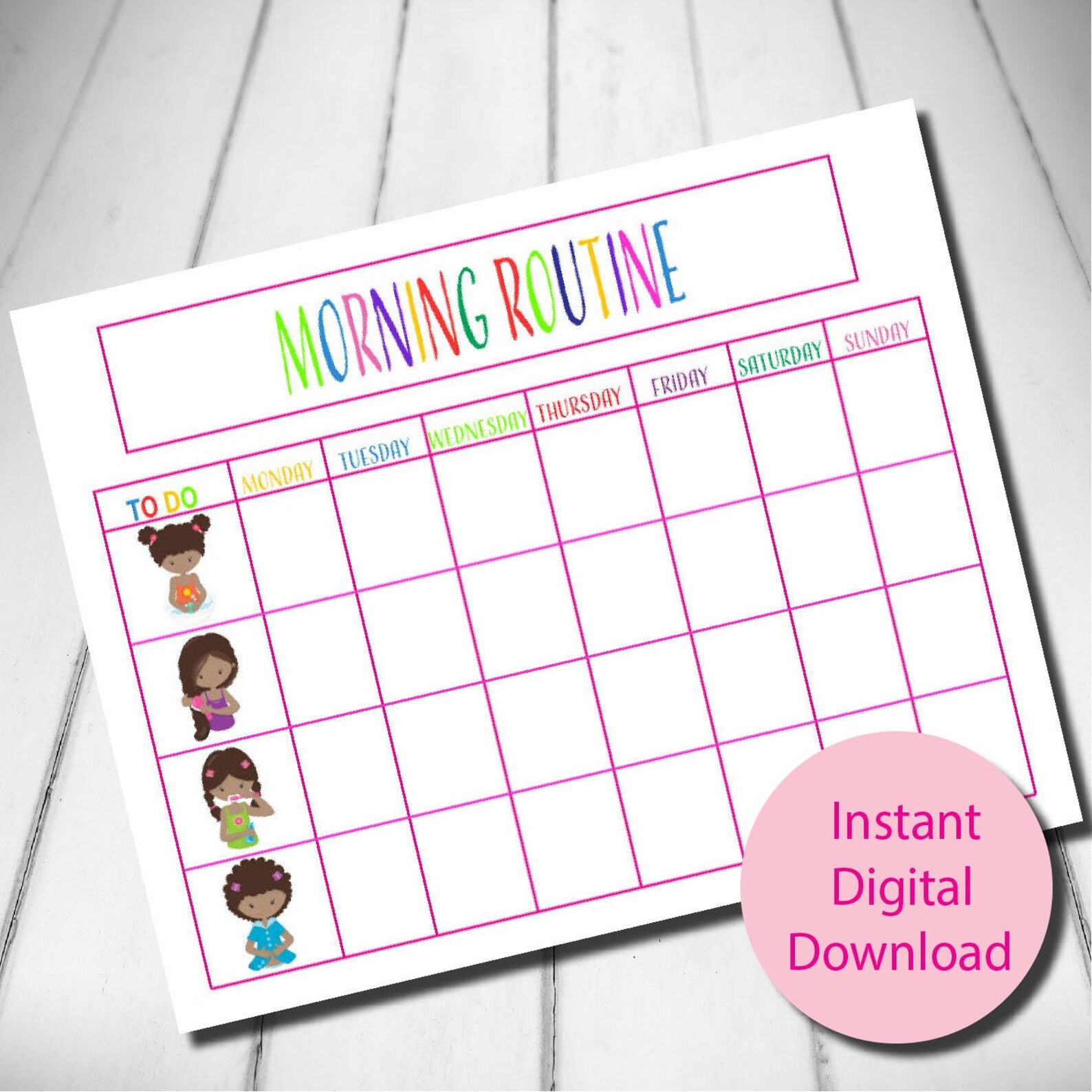 Daily Routine Chart for Girls - Etsy