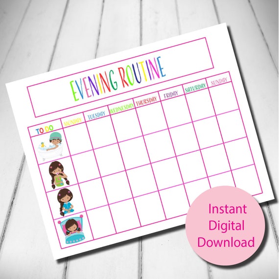 Daily Routine Chart for Girls | Etsy