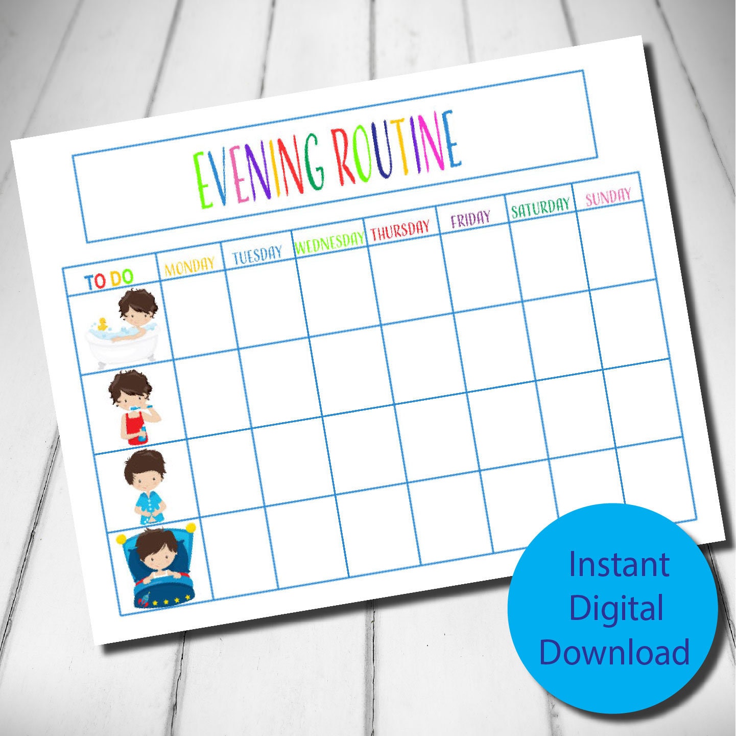 Daily Routine Chart for Boys - Etsy