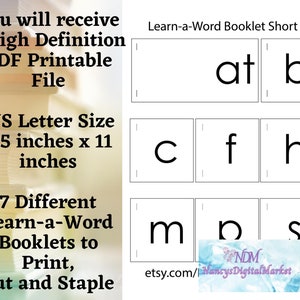 Printable Learn-a-word Short A Words Booklets, 7 Different Print, Cut ...