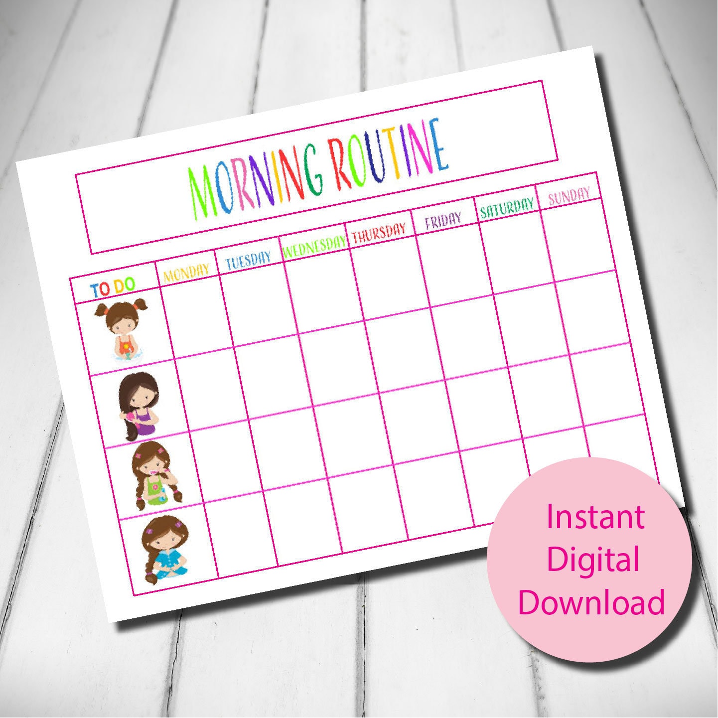 Daily Routine Chart for Girls - Etsy